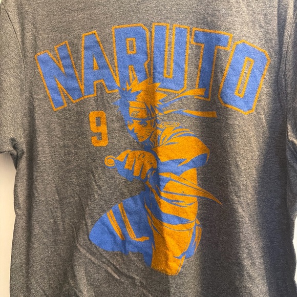 Shirts | Naruto Graphic Tee Gray With Blue And Orange Accents | Poshmark